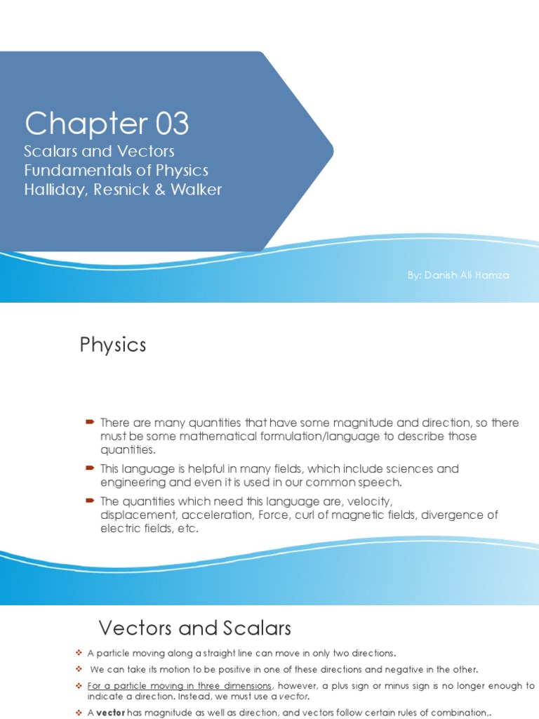 Scalars and Vectors Fundamentals of Physics Halliday, Resnick & Walker | PDF | Euclidean Vector ...