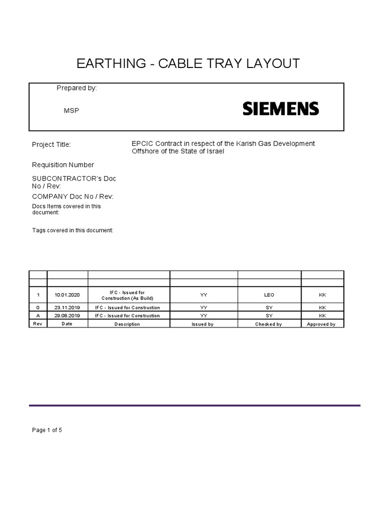 Earthing Cable Tray Layout - Rev1 | PDF | Manufactured Goods | Equipment