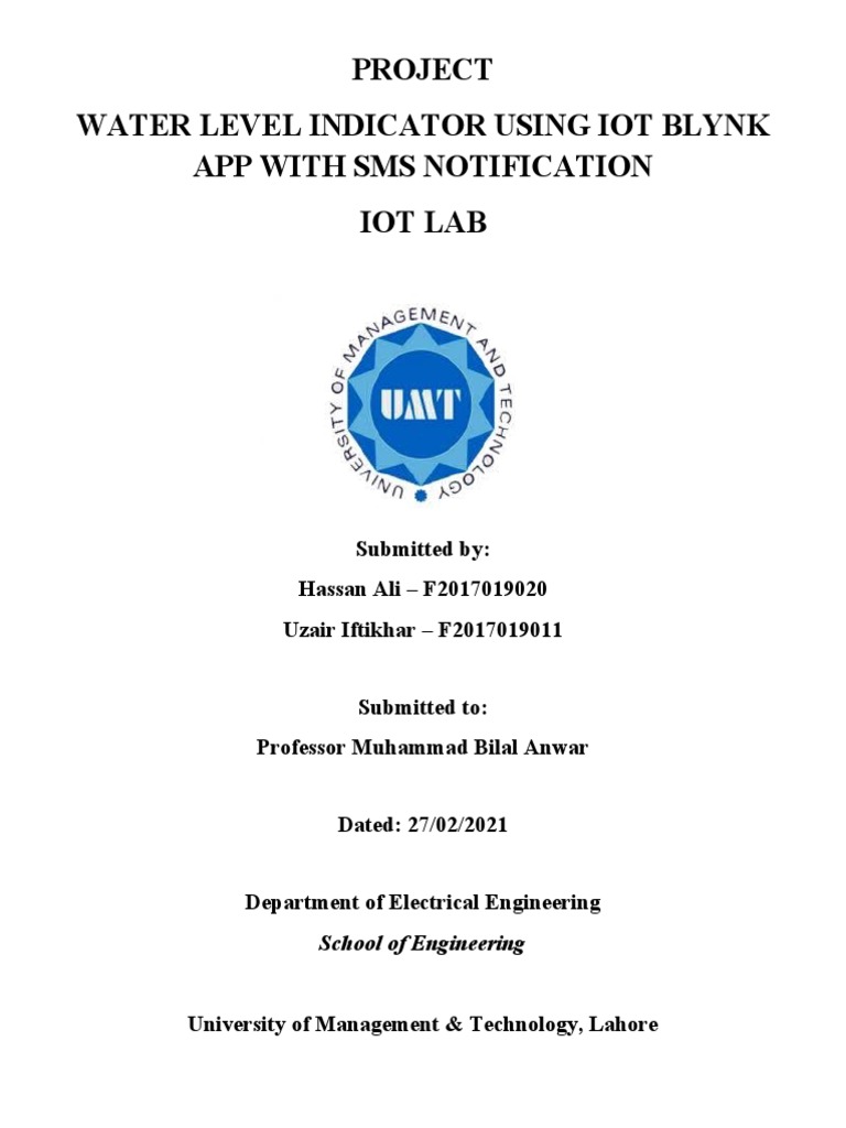 Water Level Indicator Using Iot Blynk App With Sms Notification | PDF ...