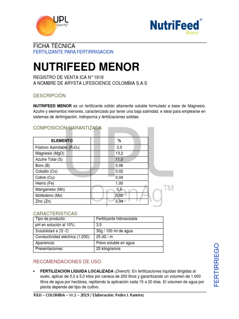 Nutrifeed Menor | PDF | Fertilizante | Agua