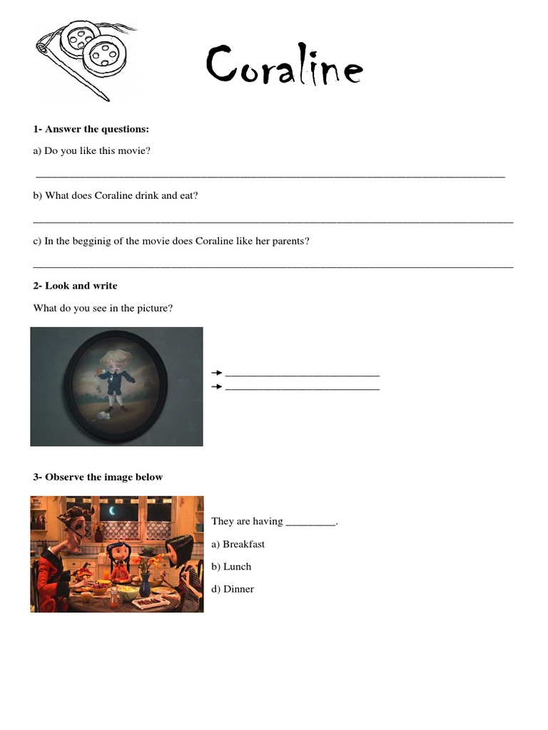 Coraline Movie Worksheet | PDF