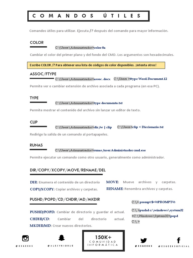 Comandos Utiles en Batch (16 Paginas) | PDF | Software del sistema ...