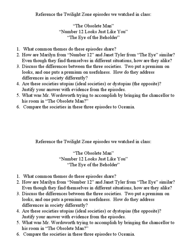 Themes in Twilight Zone Episodes | PDF