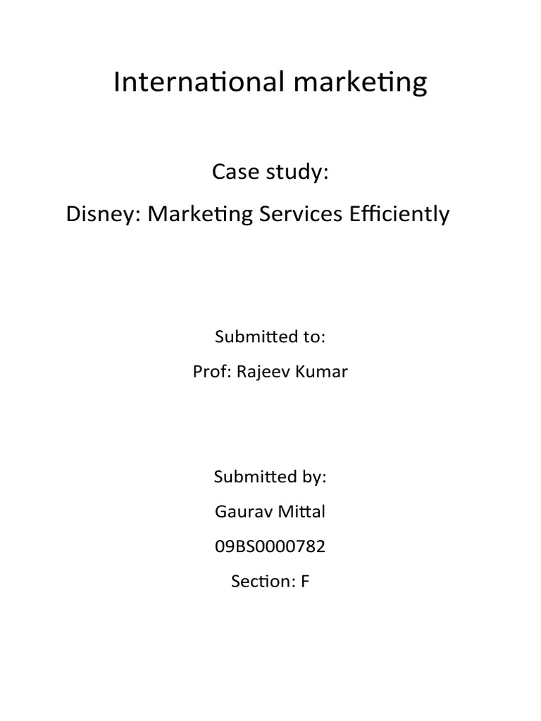 International Marketing: Case Study: Disney: Marketing Services ...