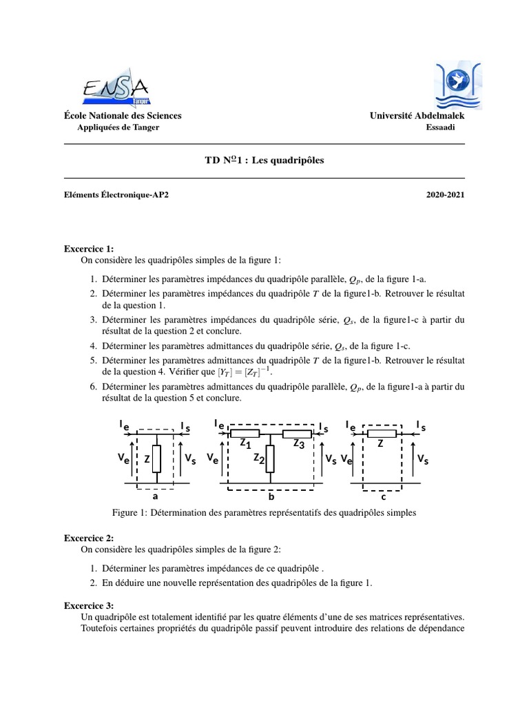 TD1 1 | PDF | Électricité | Électromagnétisme