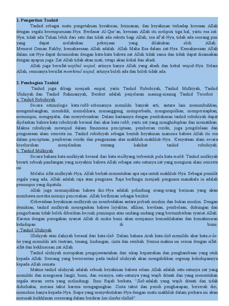 1 Pengertian Tauhid | PDF