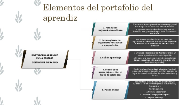 Esquema Elementos Del Portafolio Del Aprendiz | PDF | Evaluación | Aprendizaje