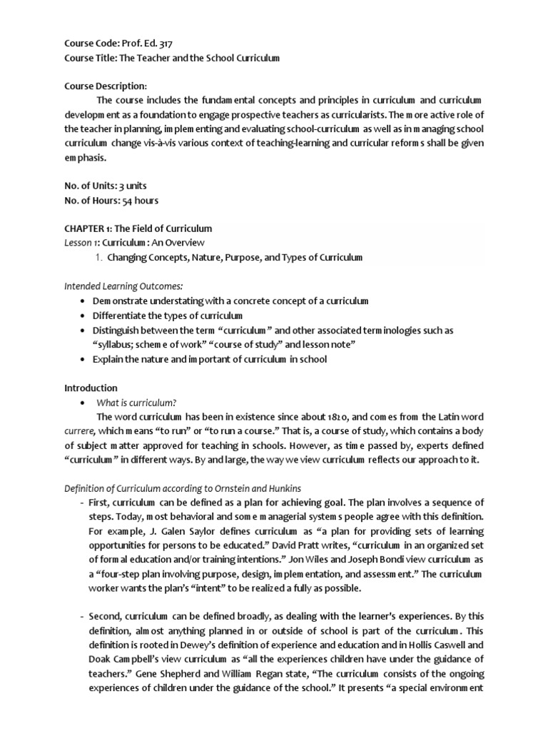 Curriculum - Module 1 | PDF | Curriculum | Teachers