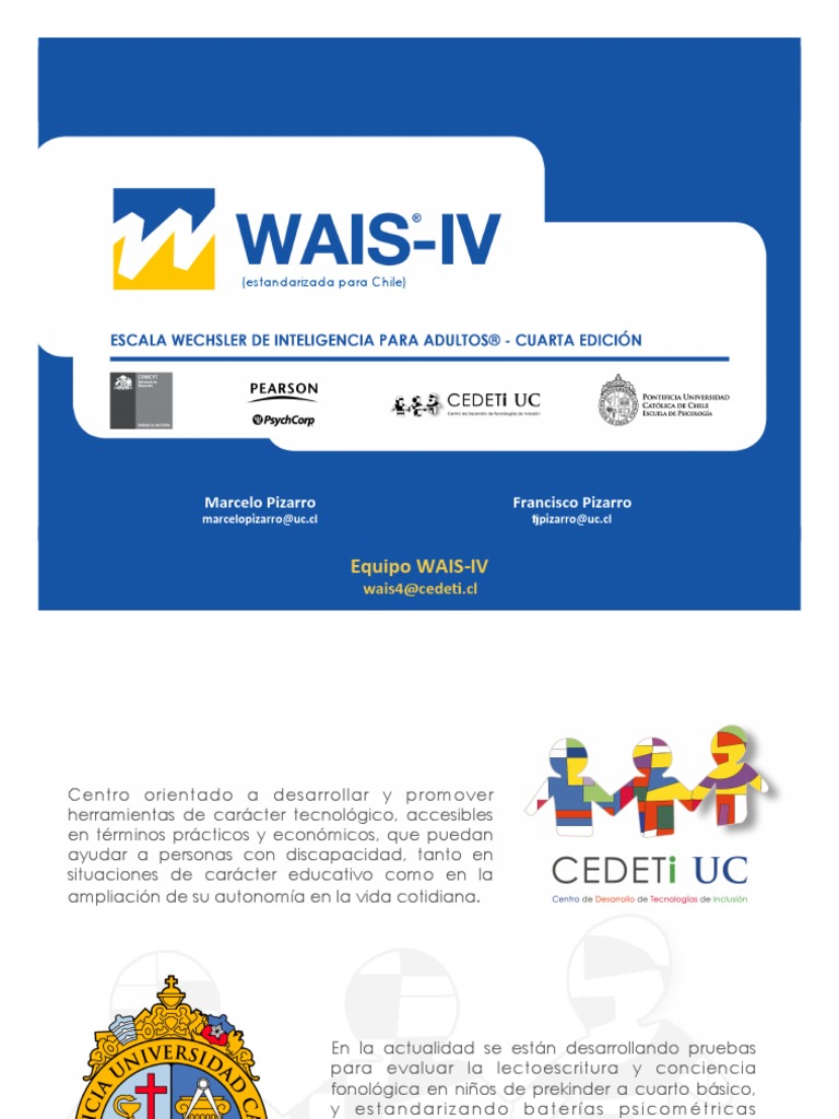 Introducción a WAIS-IV en Chile | PDF | Escala de inteligencia para ...