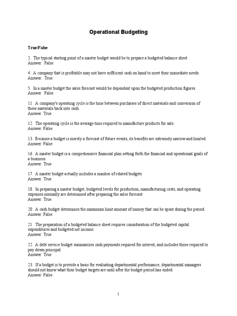 Operational Budgeting | PDF | Budget | Corporations