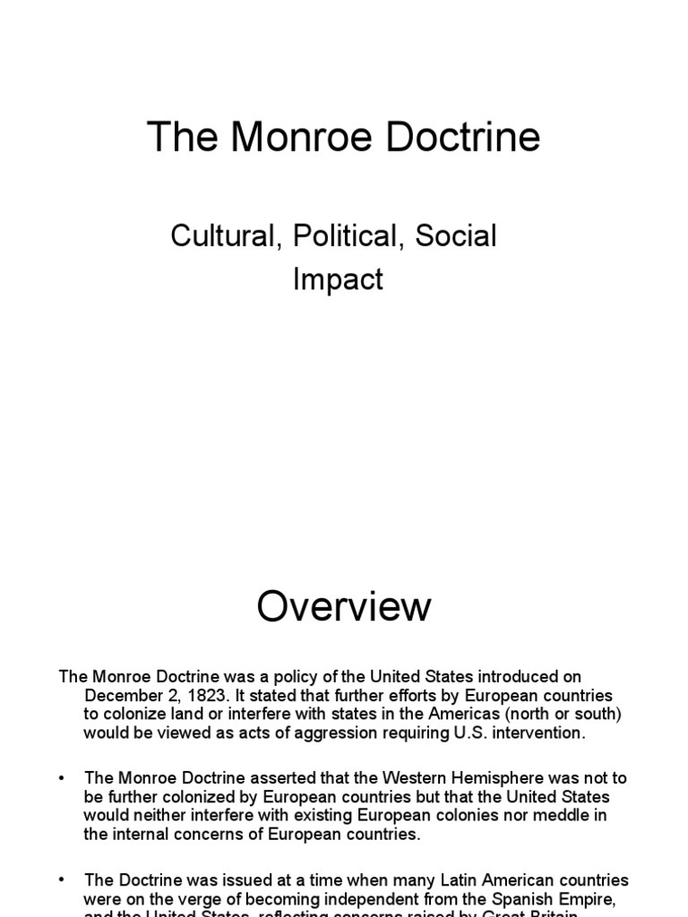 The Monroe Doctrine: Cultural, Political, Social Impact | PDF