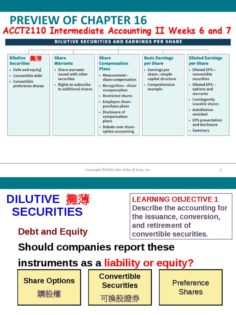 Preview of Chapter 16: ACCT2110 Intermediate Accounting II Weeks 6 and 7 | PDF | Earnings Per ...