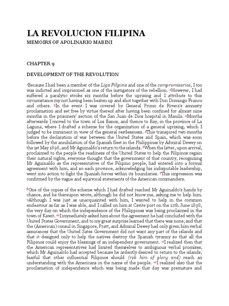 Mabini's Insights on the Philippine Revolution | PDF | Ratification ...