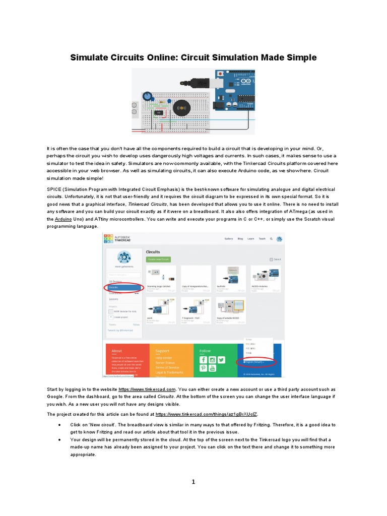 Tinkercad Circuit Simulation Guide | PDF | Arduino | Spice