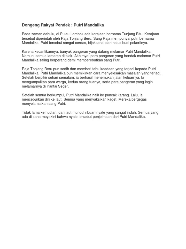 Cerita Putri Mandalika | PDF