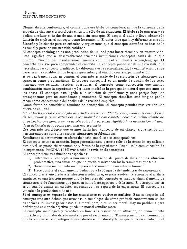 Jornada 1 - Blumer - Ciencia Sin Concepto | PDF | Concepto | Empirismo