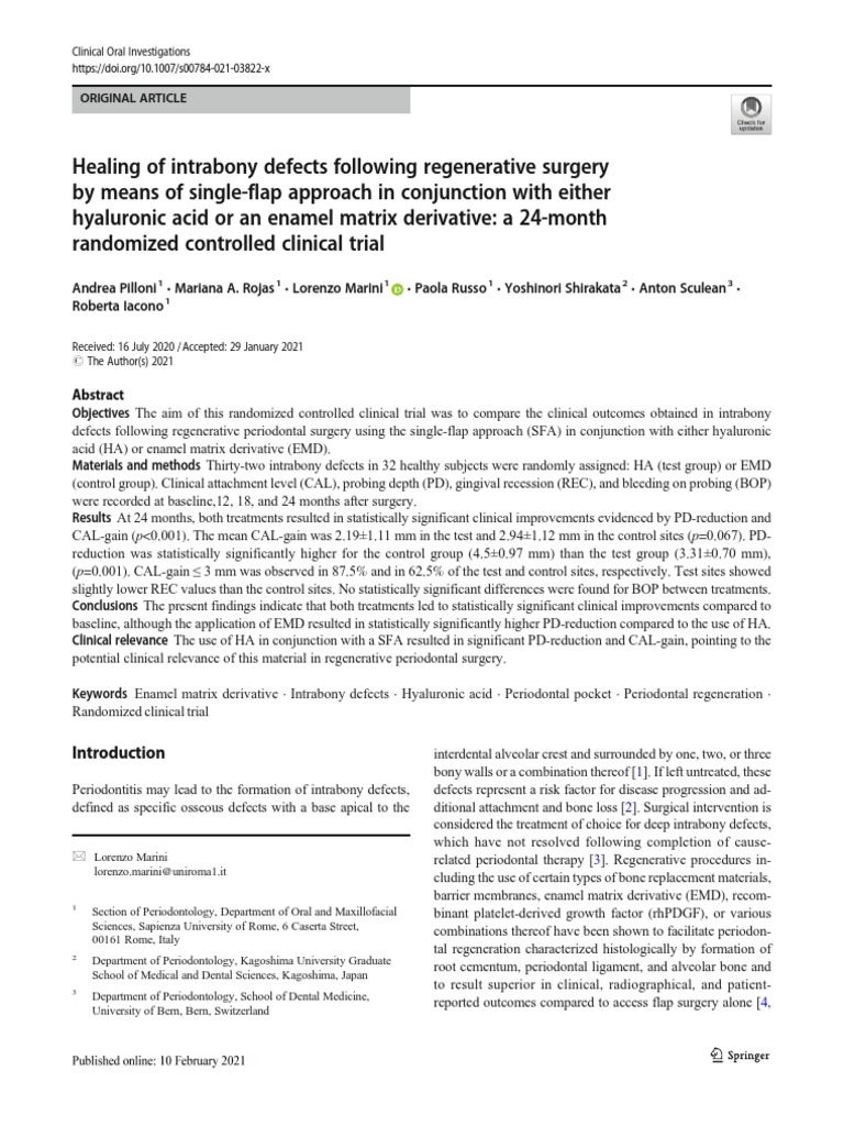 Healing of Intrabony Defects Following Regenerative Surgery | PDF ...