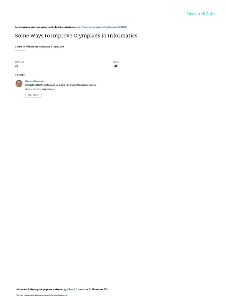 Some Ways To Improve Olympiads in Informatics | PDF | Computer Science ...