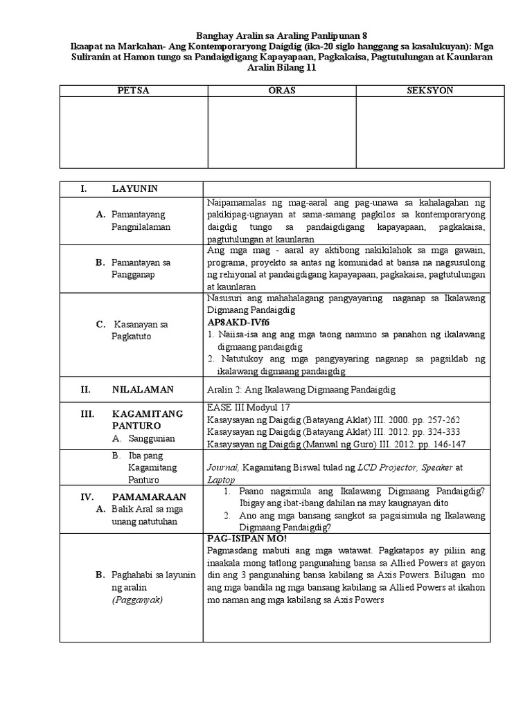 Ikaapat Na Markahan Aralin 11 | PDF