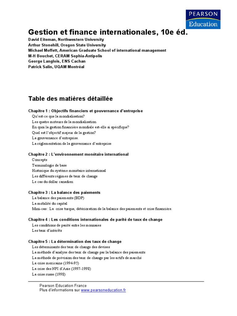 Gestion Et Finance Internationales, 10e Éd. | PDF | Risque | Option ...