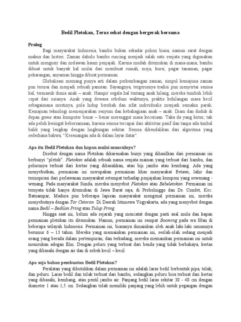 Permainan Tradisional Pletokan Bambu | PDF | Griya & Taman