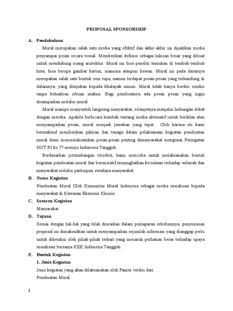 Proposal Pembuatan Mural Sosialisasi | PDF | Seni