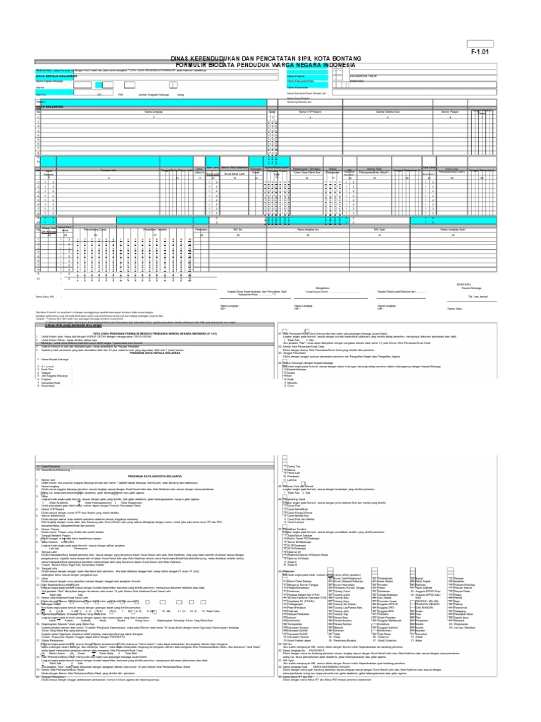 Formulir F-1.01 Biodata Penduduk | PDF