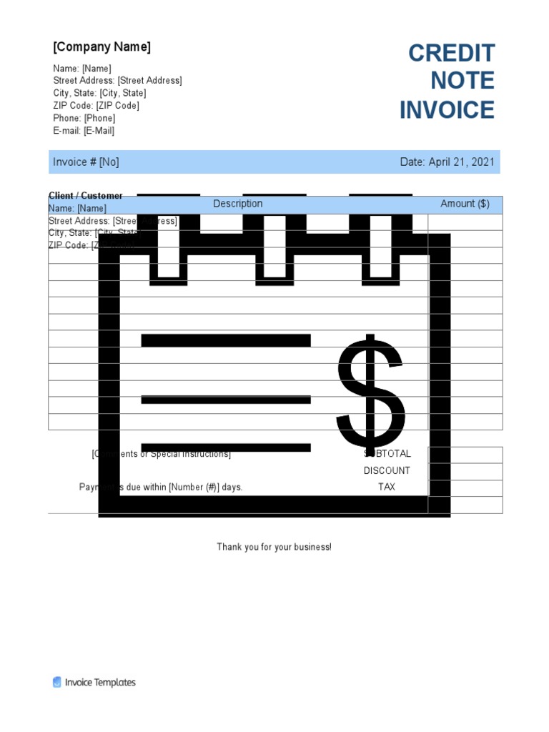 Credit Note Invoice Template | PDF | Finance & Money Management