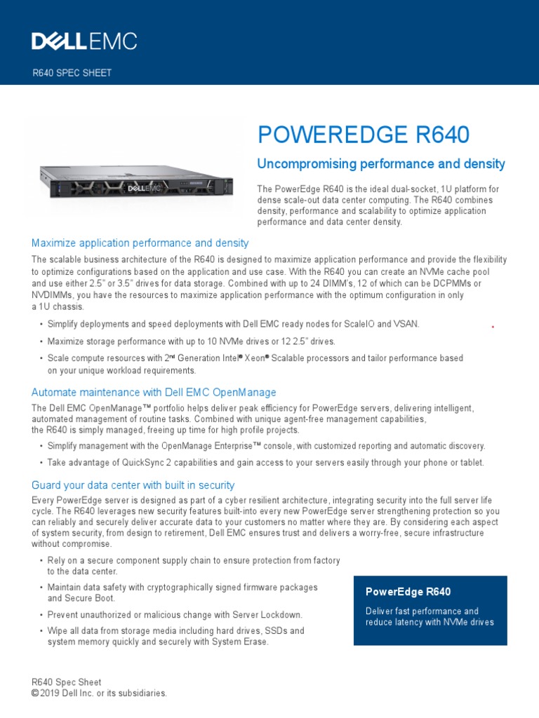 DATASHEET Servidor 1 Poweredge-r640-Spec-sheet | PDF