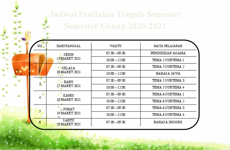 Jadwal PTS KELAS 3 Genap | PDF