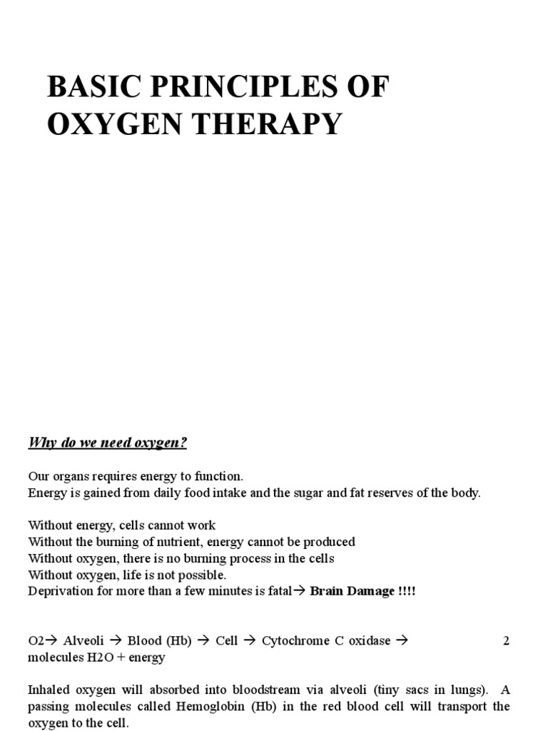 Basic Principles of Oxygen Therapy | PDF | Hypoxia (Medical ...