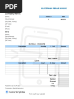 Electronic Repair Invoice Template