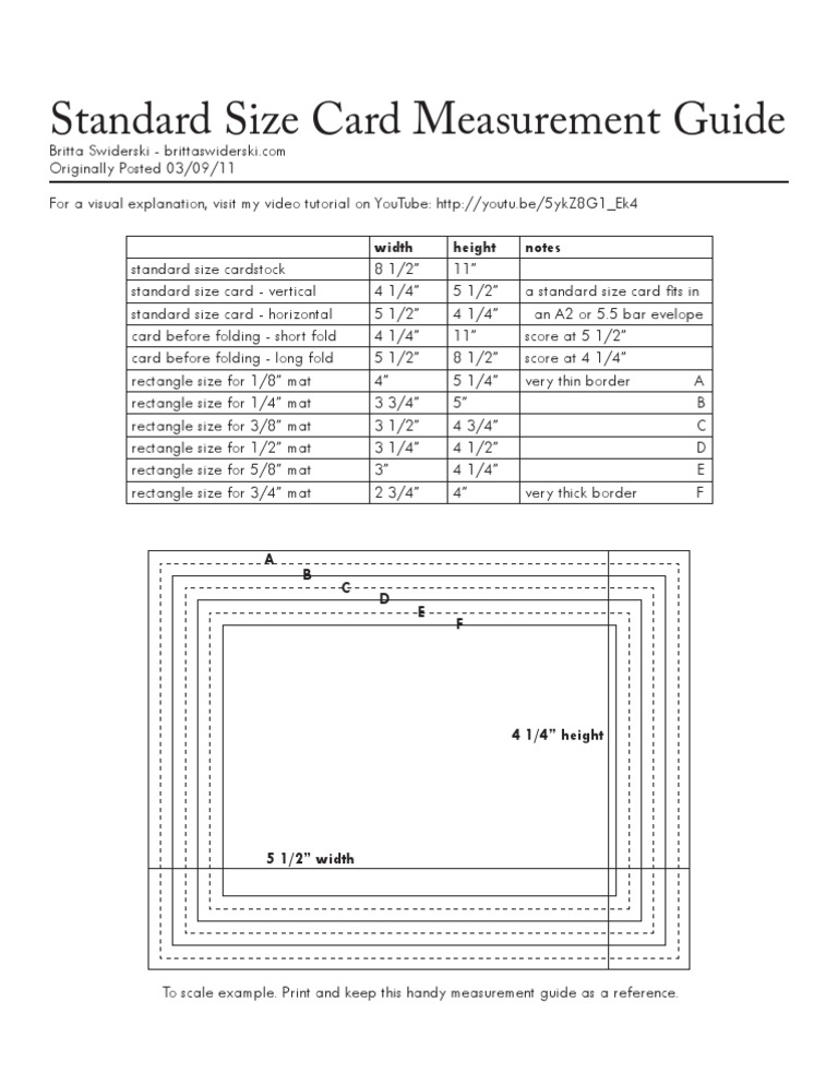 Card Sizes and Measurements Guide | PDF