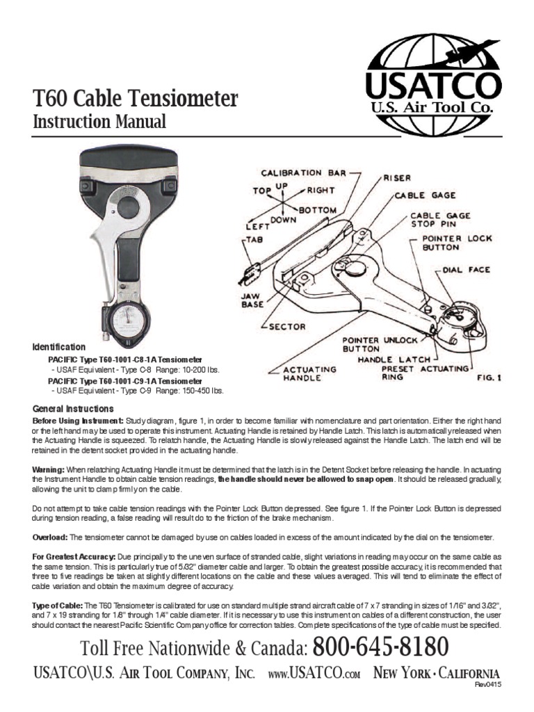 T60 Cable Tensiometer: Instruction Manual | PDF | Calibration | Equipment