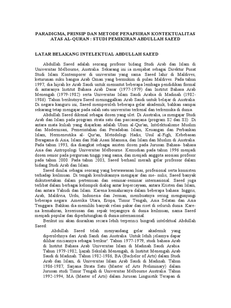 Biografi Intelektual Abdullah Saeed | PDF