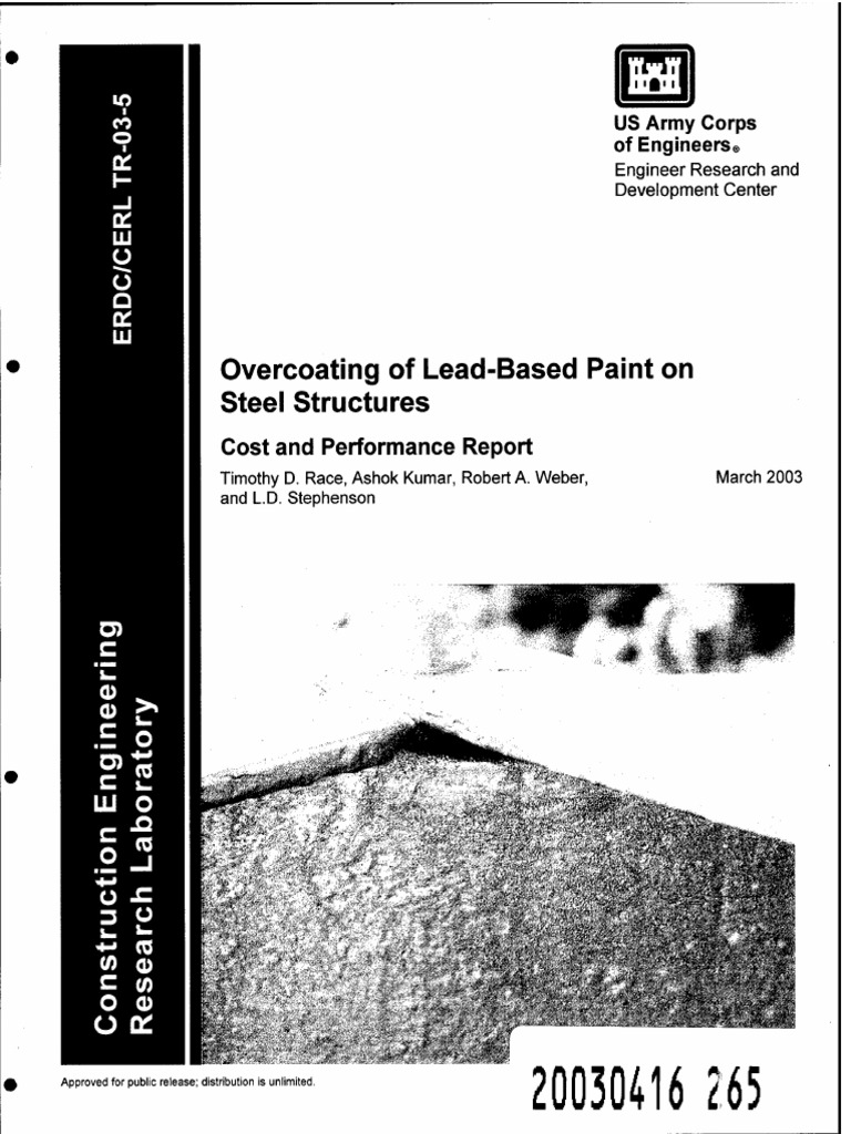 Overcoating of Lead-Based Paint On Steel Structures: Us Army Corps of ...