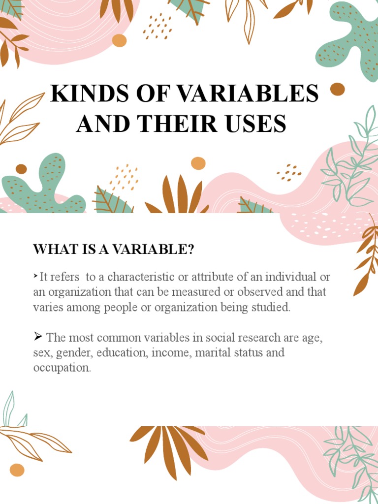 Kinds of Variables and Their Uses | PDF | Dependent And Independent ...
