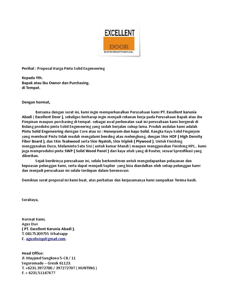 Proposal PT - Excellent Door 1 | PDF