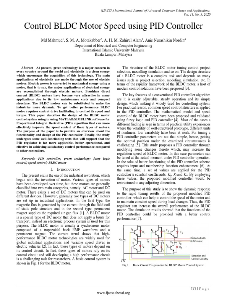 Control BLDC Motor Speed Using PID Controller | PDF | Electric Motor ...