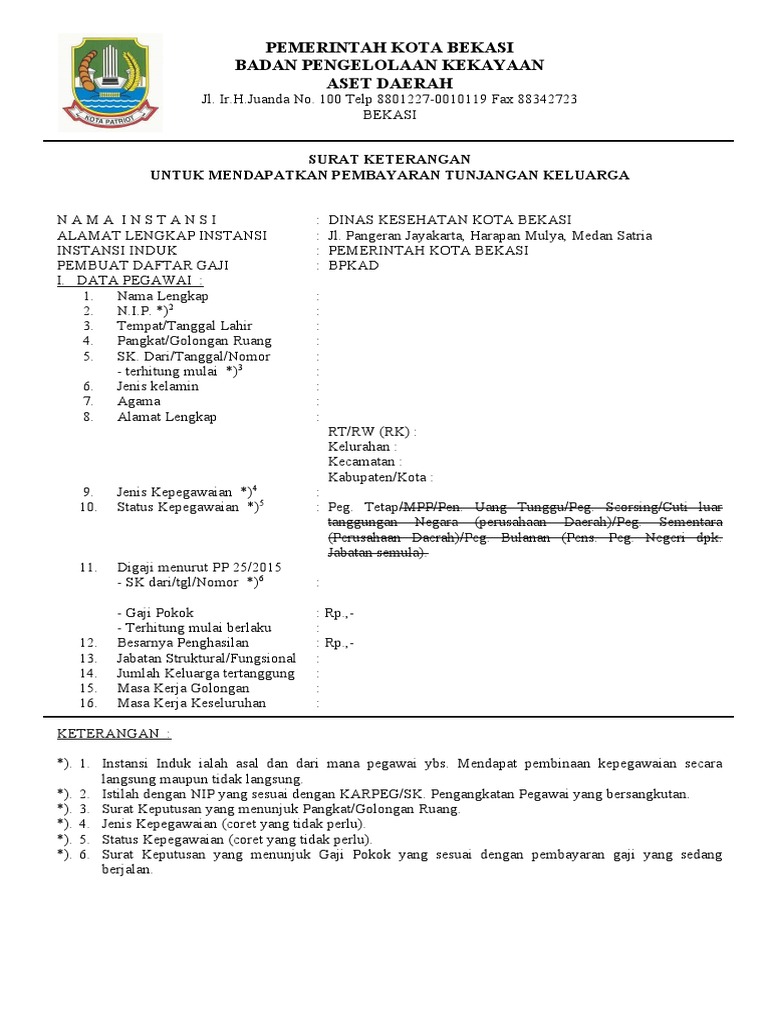 Format SKUMPTK dan Tunjangan Keluarga | PDF