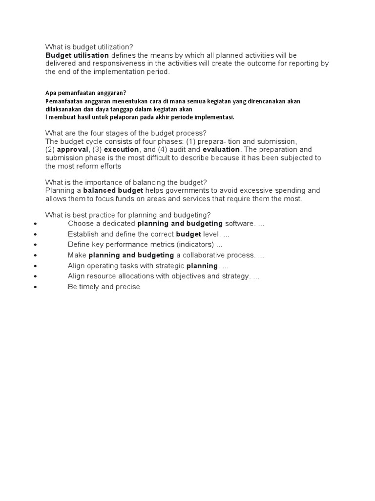 What Is Budget Utilization | PDF