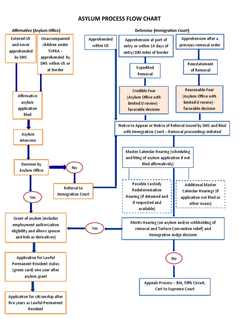 Asylum Process Flow Chart: Affirmative (Asylum Office) Defensive ...
