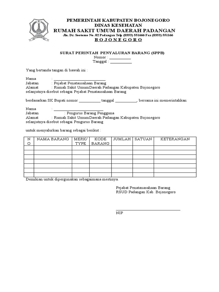 Surat Perintah Penyaluran Barang SPPB | PDF