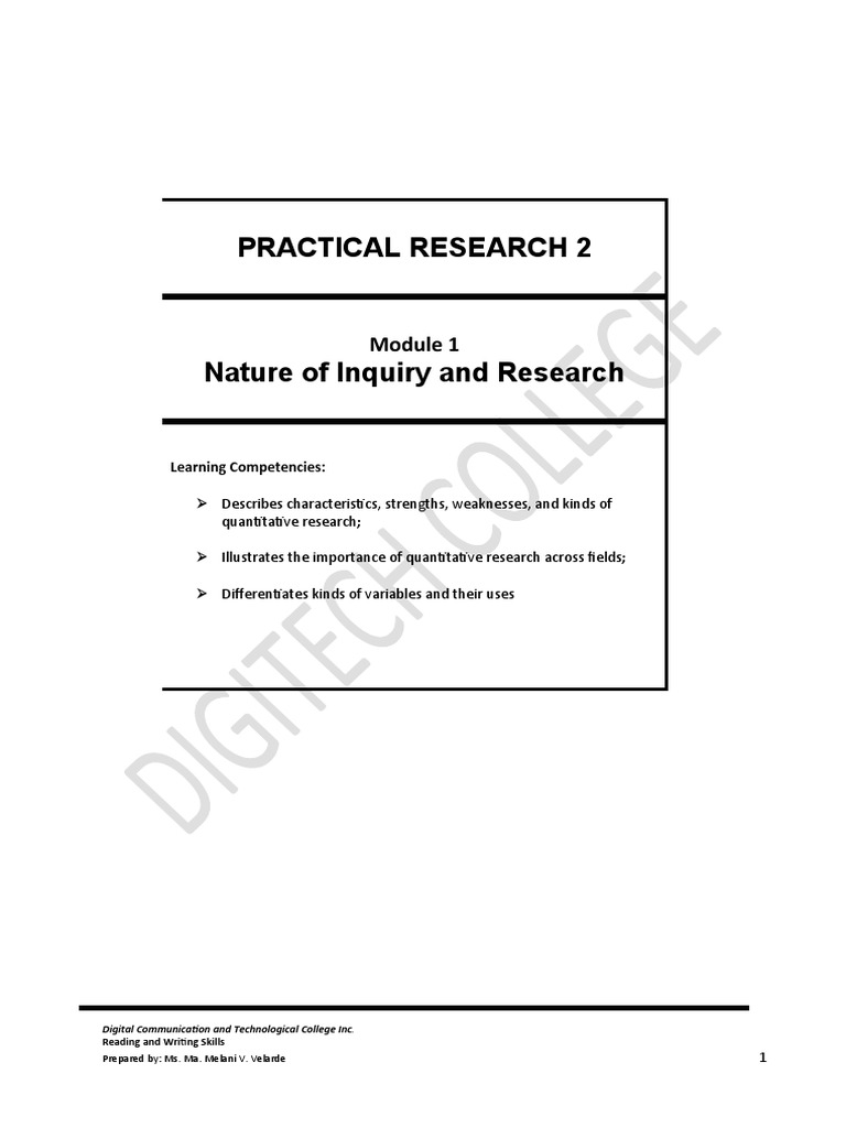 Practical Research 2: Learning Competencies | PDF | Quantitative ...
