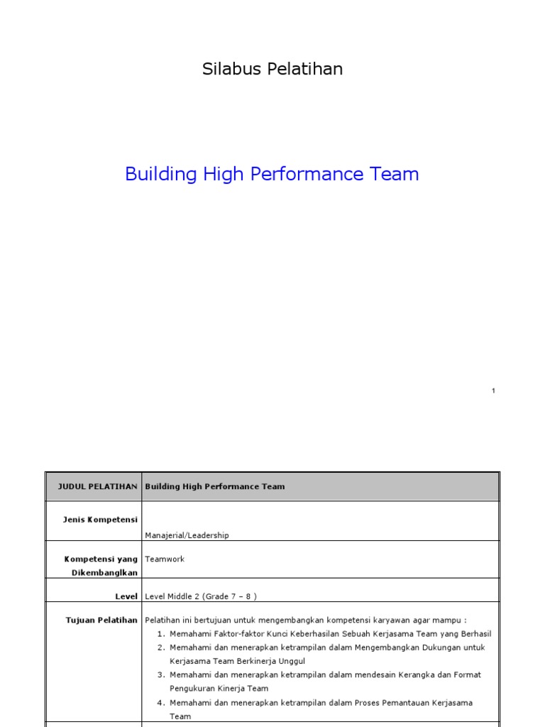 Building High Performance Team | PDF