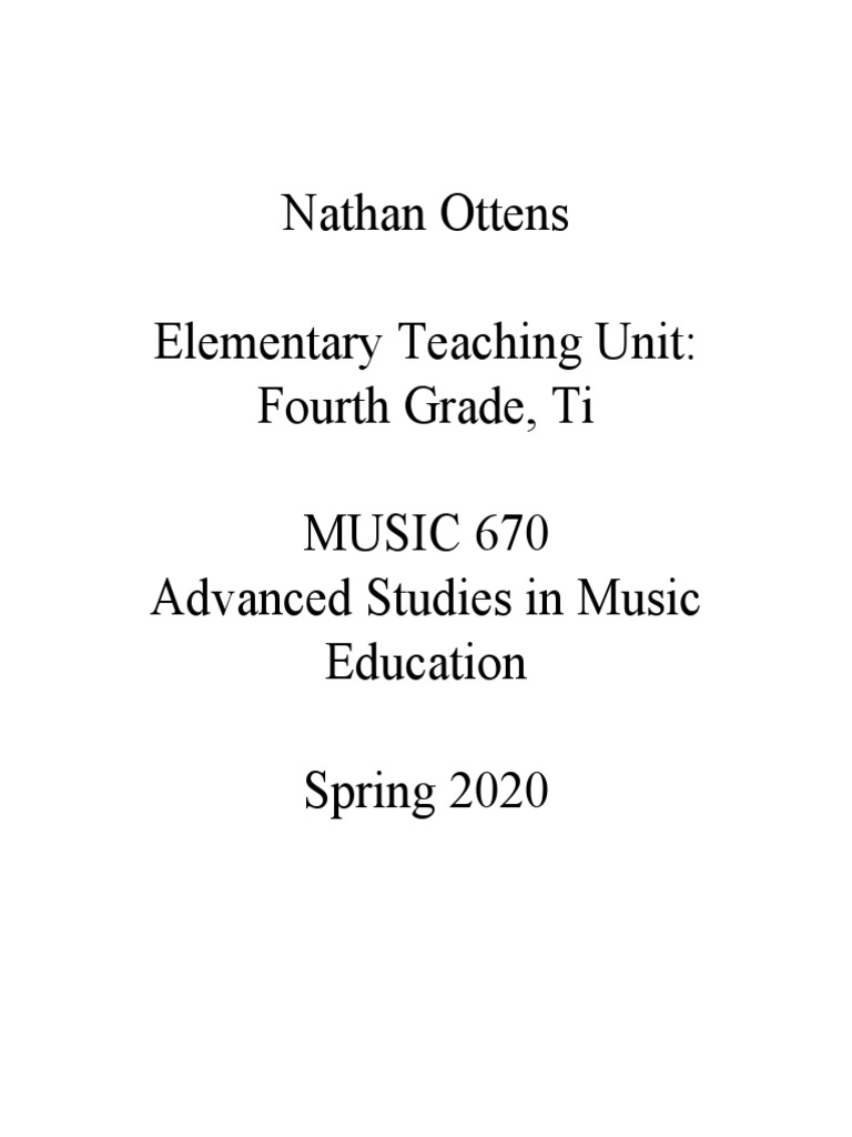 Fourth Grade Music Unit | PDF | Music Theory | Elements Of Music