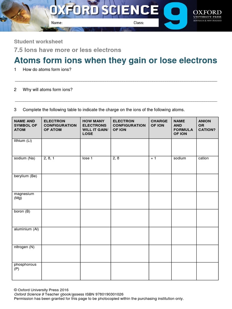 Atoms Form Ions When They Gain or Lose Electrons | PDF | Ion | Chlorine