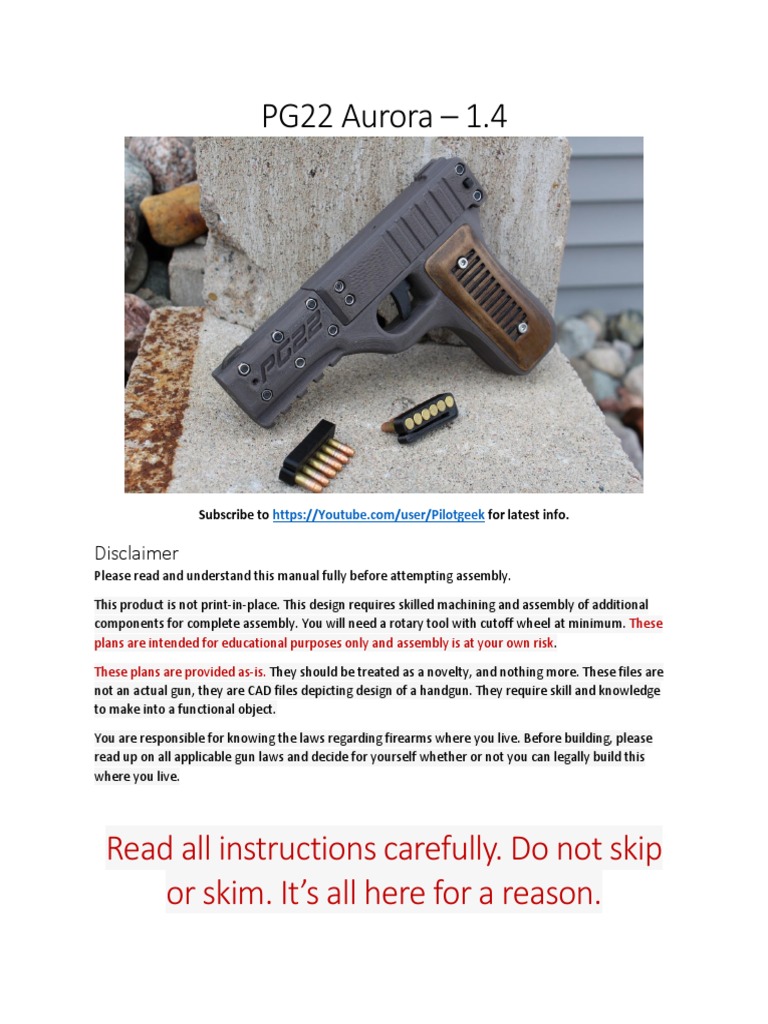 PG22 Aurora - 1.4: Read All Instructions Carefully. Do Not Skip or Skim ...