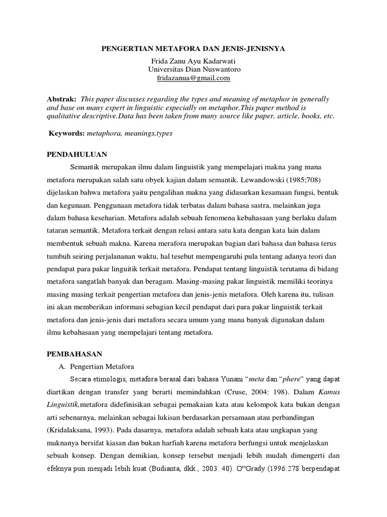Pengertian Metafora Dan Jenis-Jenisnya | PDF
