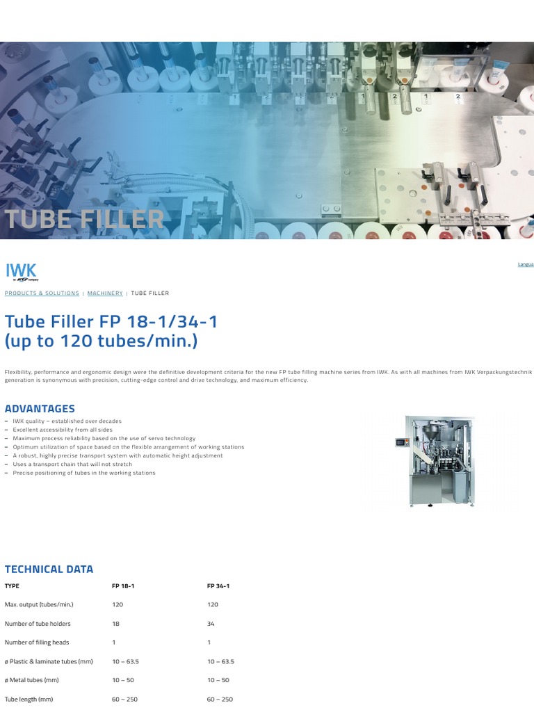 IWK FP 18 Tube Filling Machine Overview | PDF | Materials | Nature